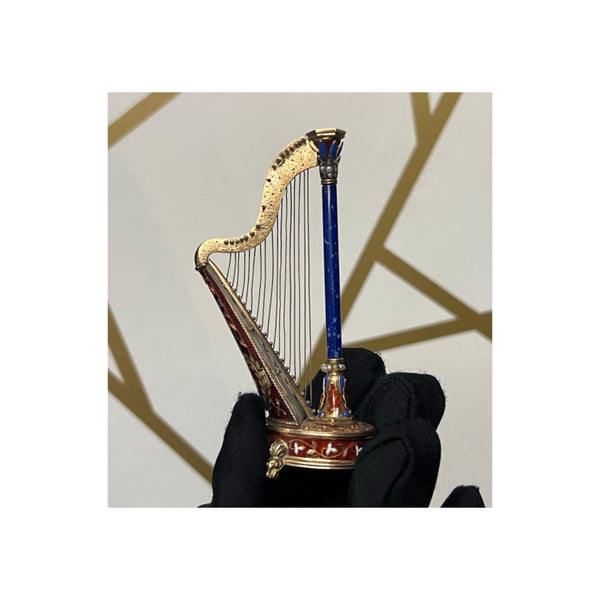 Pair of Antique Gold and Enamel Musical Harps – Joseph Saidian & Sons