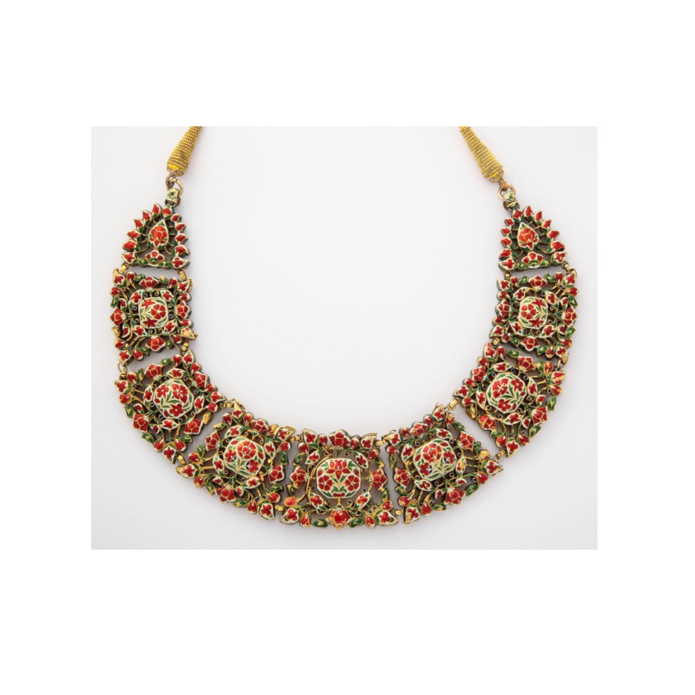 Antique Mughal Indian Spinel Diamond Jaipur Enamel Necklace – Joseph ...